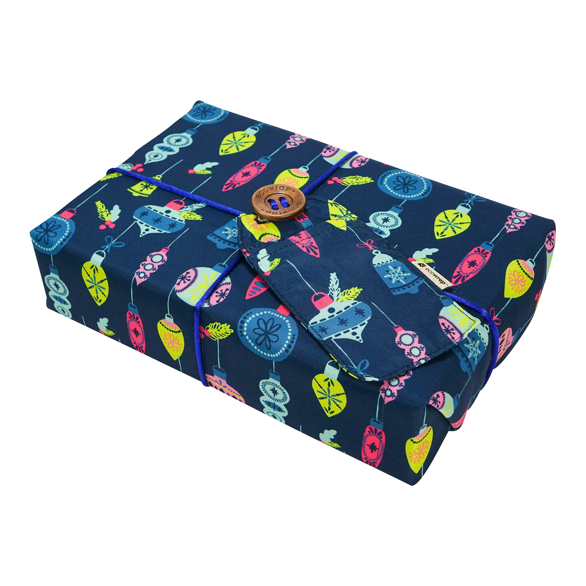Eco Friendly Reusable Blue Christmas Balls Fabric Gift Wrap By Ecowrap ...